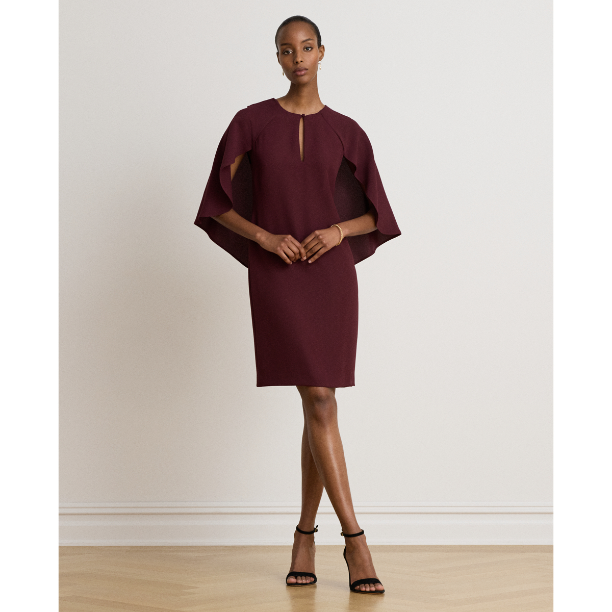 RALPH LAUREN Ralph Lauren Georgette Cape Cocktail Dress
